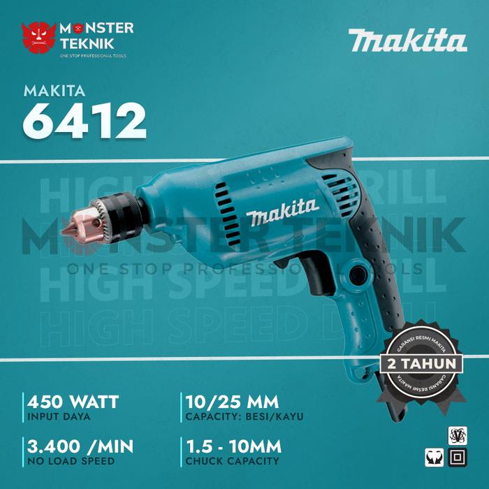 Jual Makita Mesin Bor Besi 10mm Kayu 25mm 450 W 2 arah Variable Speed ...
