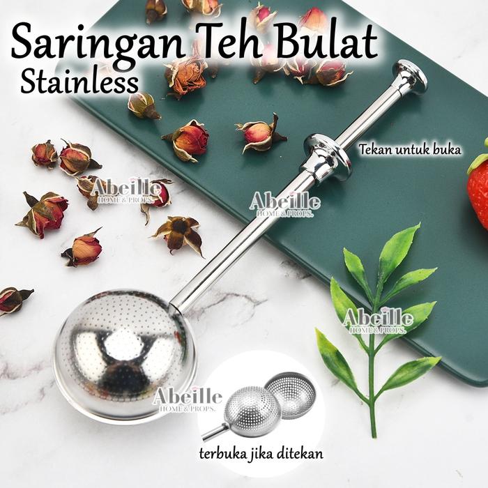 Jual SARINGAN TEH BULAT STAINLESS BISA TEKAN BUKA TEA STRAINER INFUSER ...