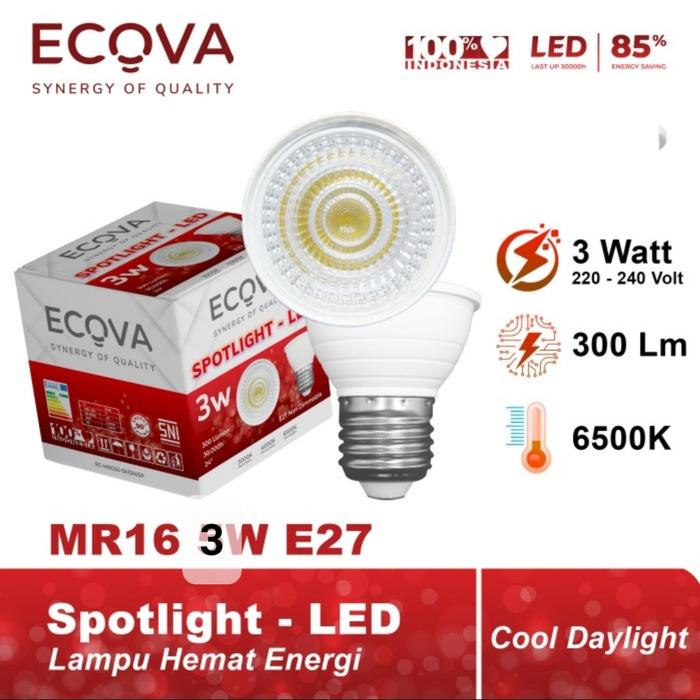 Promo Ecova LED Spotlight E27 3 Watt 6500K Cahaya Putih - Kota ...