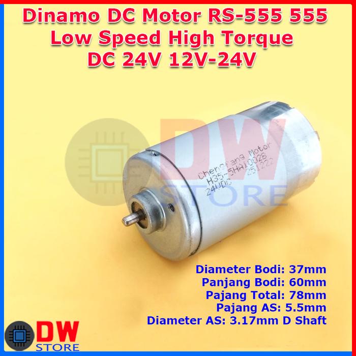 Jual Dinamo DC Motor RS555 RS-555 24V 12V-30V Low RPM Speed High Torque ...