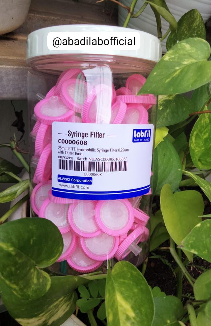 Jual PTFE Syringe Filter Hydrophilic 0.22um 25mm with Outer Ring Labfil ...