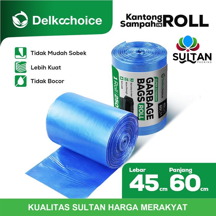 Jual Kantong Plastik Sampah Roll Biru Jumbo Trash Bag Delkochoice ...
