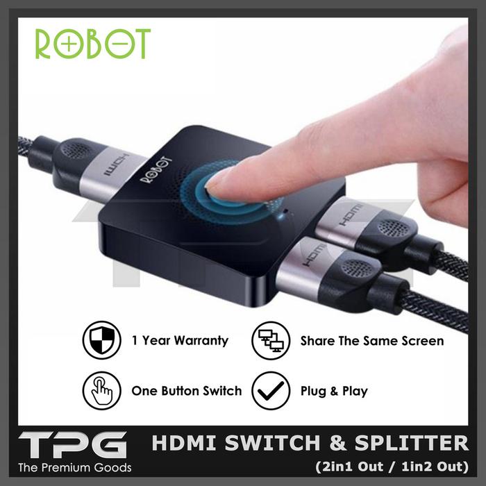 Jual ROBOT HM103 HDMI SWITCH SPLITTER 2IN1 1IN2 OUT SWITCHER TV PS PC ...