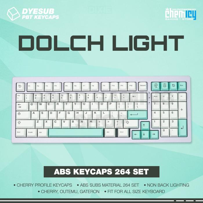 Jual Keycaps Modern Dolch Light ABS Dye-subs 264 Set Cherry Profile ...