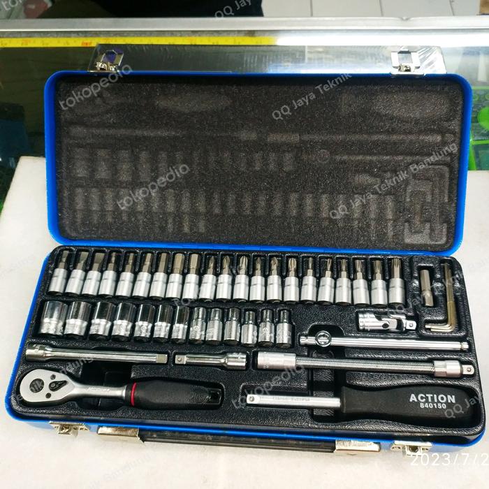 Jual ACTION ( 5014603 )socket set 46 pcs - DR 1/4" kunci sok set - Kota ...