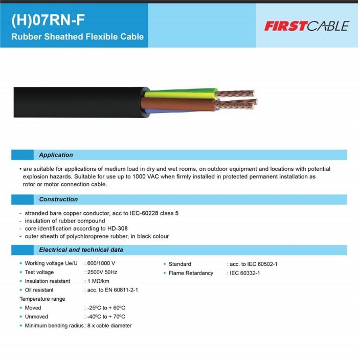 Jual Kabel Rubber H07RN-F 4x6 mm 450-750V 1kV FIRST CABLE - Jakarta ...