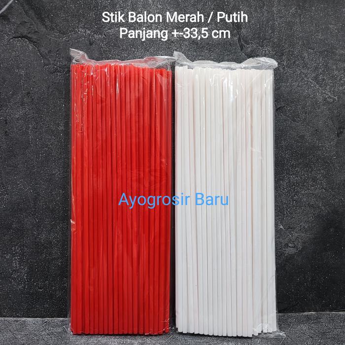 Jual Stik Balon Merah Putih isi 100 pcs / Stick Balloon Bendera - Merah ...