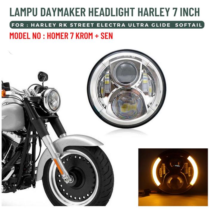 Jual REFLEKTOR LAMPU DAYMAKER HEADLIGHT 7 INC HARLEY HOMER 7 KROM PLUS ...