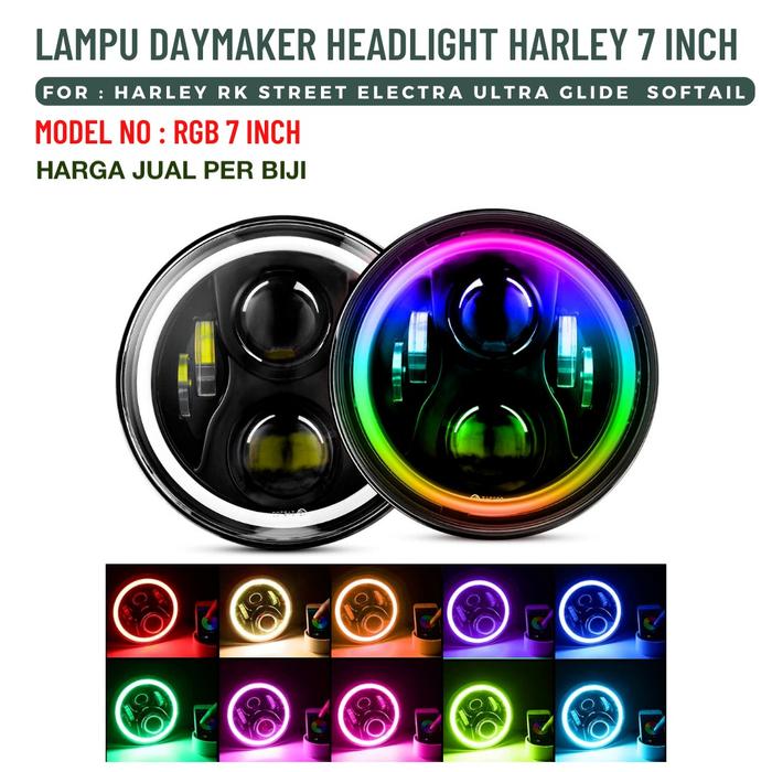 Jual REFLEKTOR LAMPU DAYMAKER HEADLIGHT 7'' HARLEY TOURING RGB 7 INCH ...