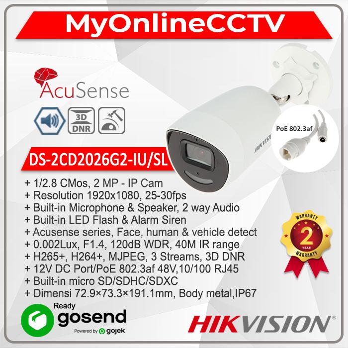 Promo DS-2CD2026G2-IU/SL IP Camera CCTV Hikvision 2MP Audio Alarm Flash Lamp Cicil 0% 3x ...