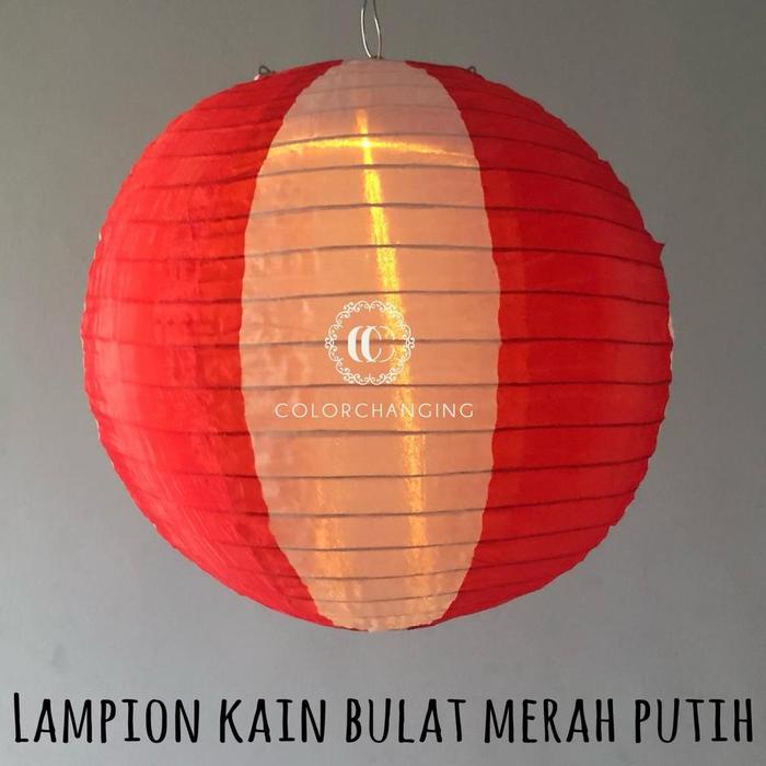 Jual lampion kain bulat 35 cm merah putih hiasan 17 agustus HUT ...