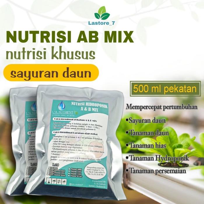Jual pupuk AB Mix sayur daun LA Nutrient nutrisi hidroponik 500 ml ...