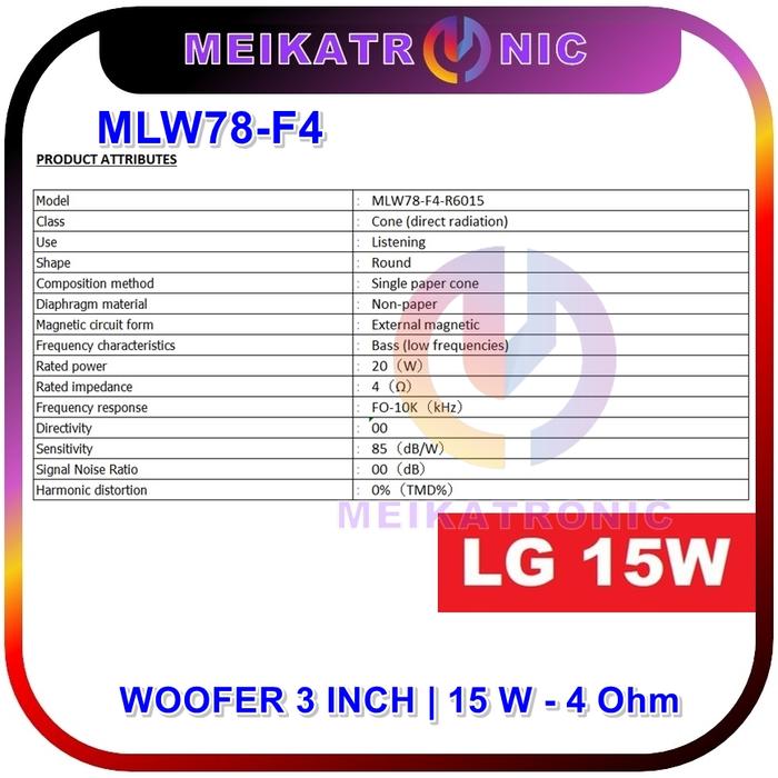 Jual Mini Speaker Woofer 3 Inch 15w 4 Ohm | Subwoofer Lg Bass 78 Mm Mlw78 Di Seller Noelle ...