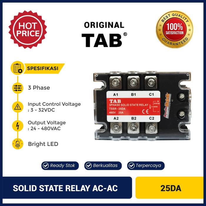 Promo Solid State Relay 3 Phase DC-AC TSSR-25DA TAB - SSR25DA - 25DA ...