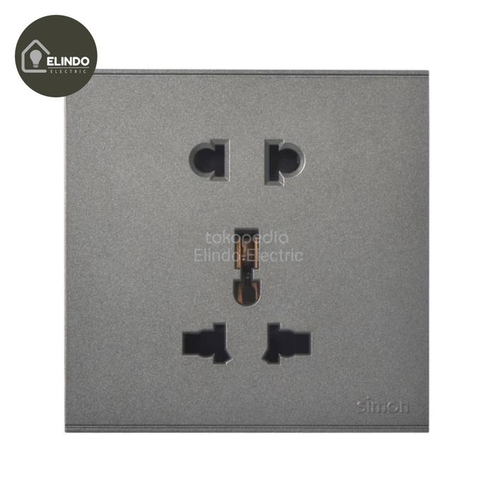 Jual STOP KONTAK UNIVERSAL SIMON E6 1GANG SCHUKO SIMON E6 GREY 721080 ...