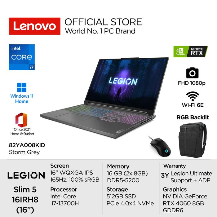 Jual Lenovo Legion Slim 5i 16IRH8 8KID Intel i7 13700H Win11 16GB 512GB SSD NVIDIA RTX 4060 8GB ...