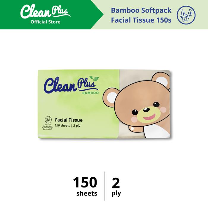 Promo Clean Plus Bamboo Soft Pack Facial Tissue 150 sheets - Kota ...