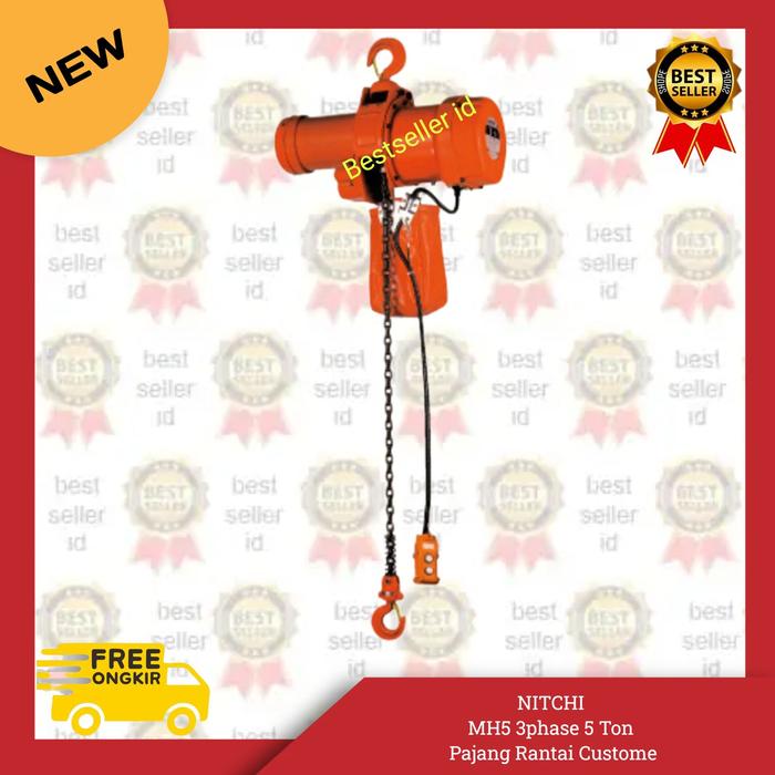 Jual NITCHI Electric Chain Hoist MH5 3Phase 5Ton Panjang Rantai Custome ...