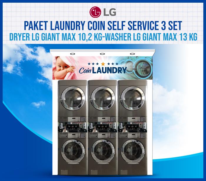 Jual PAKET COIN 3 STACK LG GIANT MAX (WASHER LG 13 KG & DRYER LG 10,2 ...