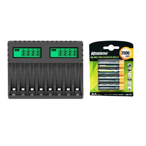 Jual Krisbow Baterai Rechargeable Aa 2500 Mah with Quick Charger 8 Slot ...