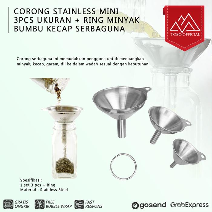 Jual Corong Stainless Set Mini 3pcs Ukuran + Ring Funnel Minyak Bumbu ...