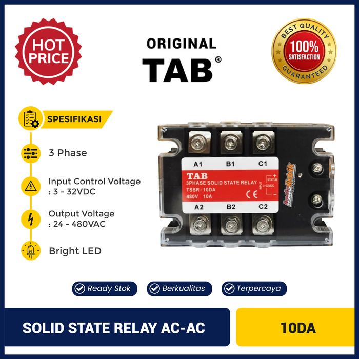 Promo Solid State Relay 3 Phase DC-AC 10A TAB - 3 PHASE DC-AC 10 Ampere ...