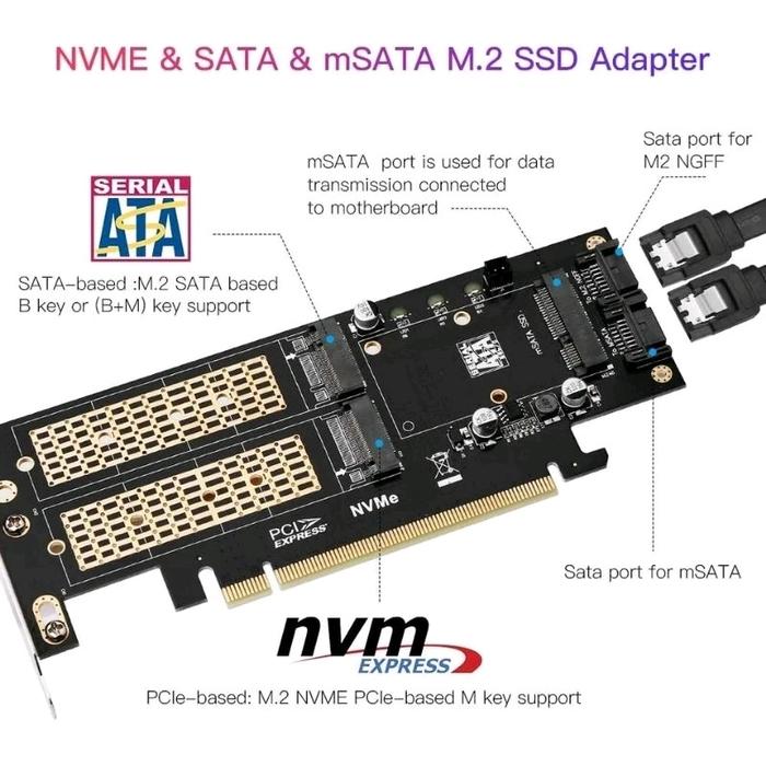 Jual Adapter / Konverter Ssd Msata M2 M.2 Sata Nvme To Pcie 3.0 X16 ...