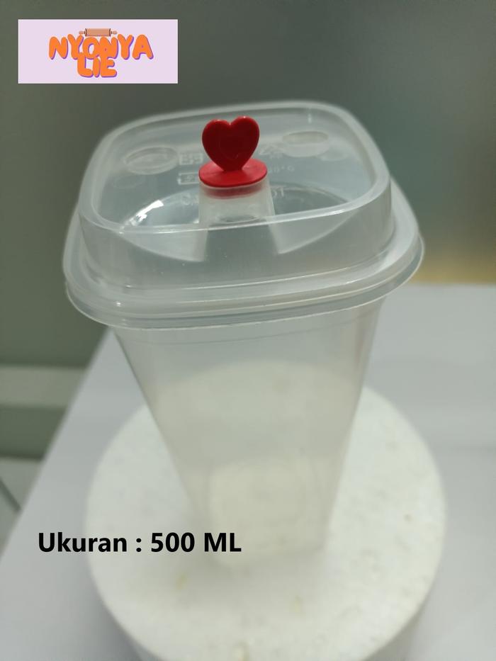 Jual GPC02 Gelas Plastik Cup PP Kopi Teh kotak persegi Plus Tutup cafe ...
