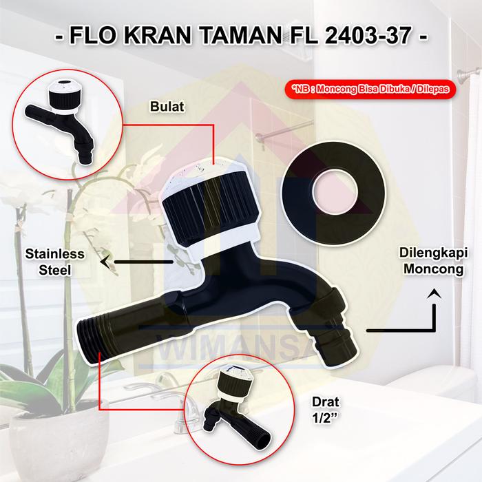 Jual FLO KRAN TAMAN BULAT FL 2403-37 HITAM - KRAN STAINLESS STEEL ...
