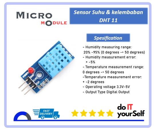 Jual DHT 11 SENSOR SUHU DAN KELEMBABAN HUMIDITY SENSOR - Kab. Bekasi - Electronic_Module | Tokopedia