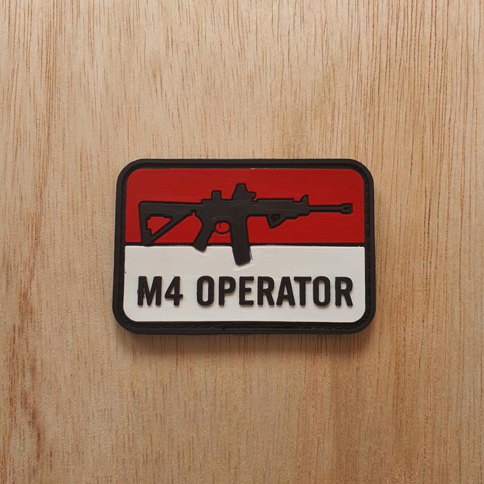 Jual patch rubber logo m4 operator dasar merah putih - tempelan ...