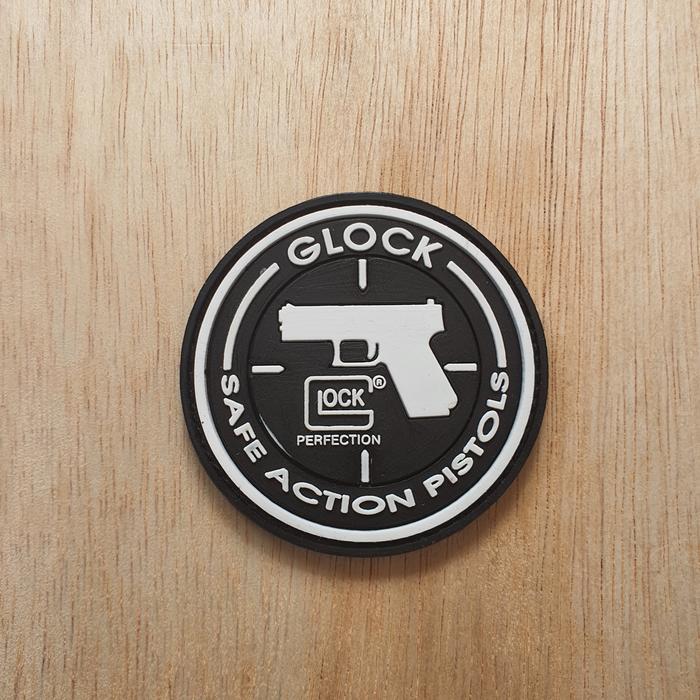 Promo patch rubber logo glock bulat putih dasar hitam - tempelan ...