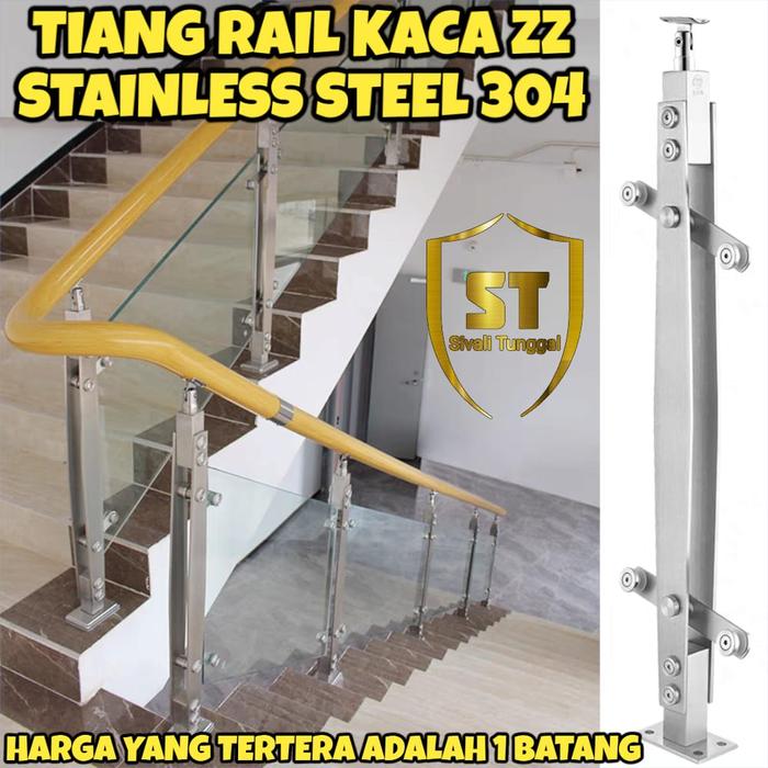 Jual TIANG RAIL KACA ZZ STAINLESS 304 - TIANG RAILING TANGGA KACA - Kab ...