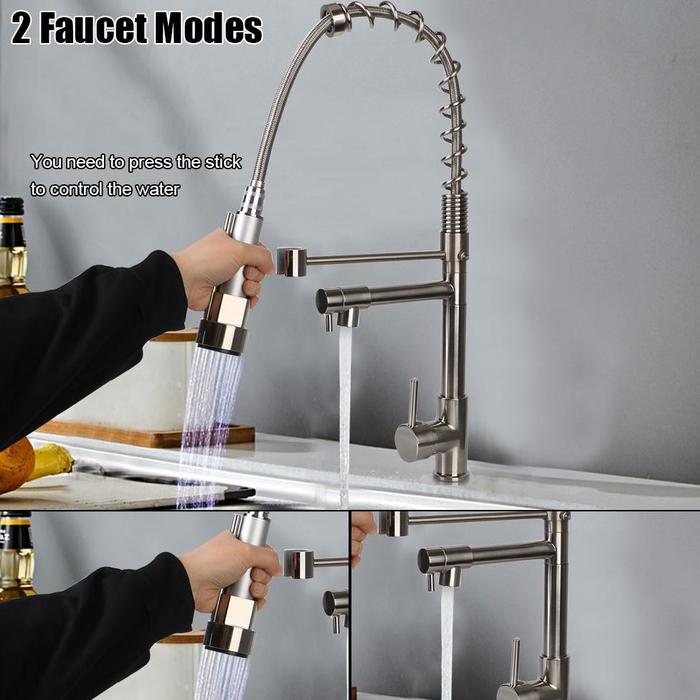 Jual Deck Mounted Crane Tap with Dual Spout Pull Down Brass Hot Cold ...