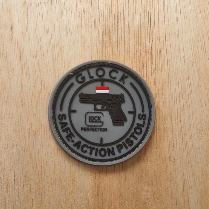 Promo patch rubber logo glock bulat abu - tempelan aksesoris emblem ...