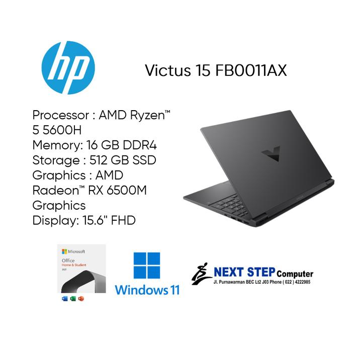 Jual HP Victus 15 FB0011AX Ryzen 5-5600H RAM 16GB SSD 512GB WIN +OHS - Kota Bandung ...