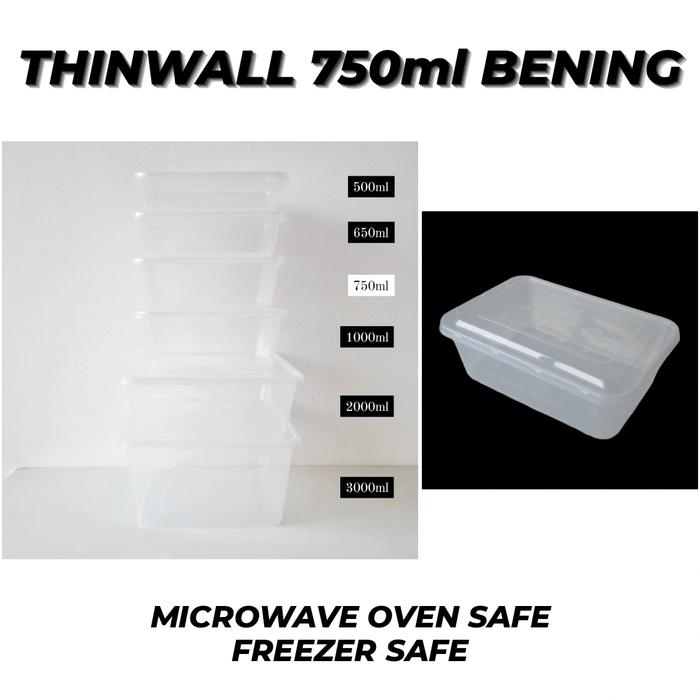 Jual THINWALL BENING 750ml / THINWALL PERSEGI PANJANG / KOTAK TAKEAWAY ...