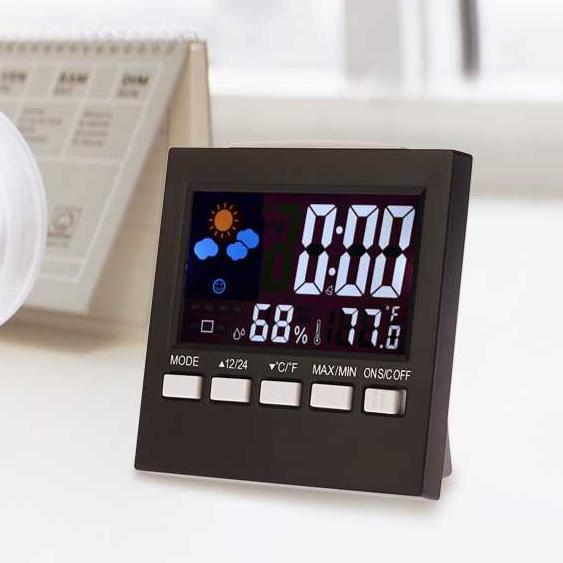 Promo Jam Meja Digital Termometer Humidity Pengukur Suhu Udara Ruangan ...