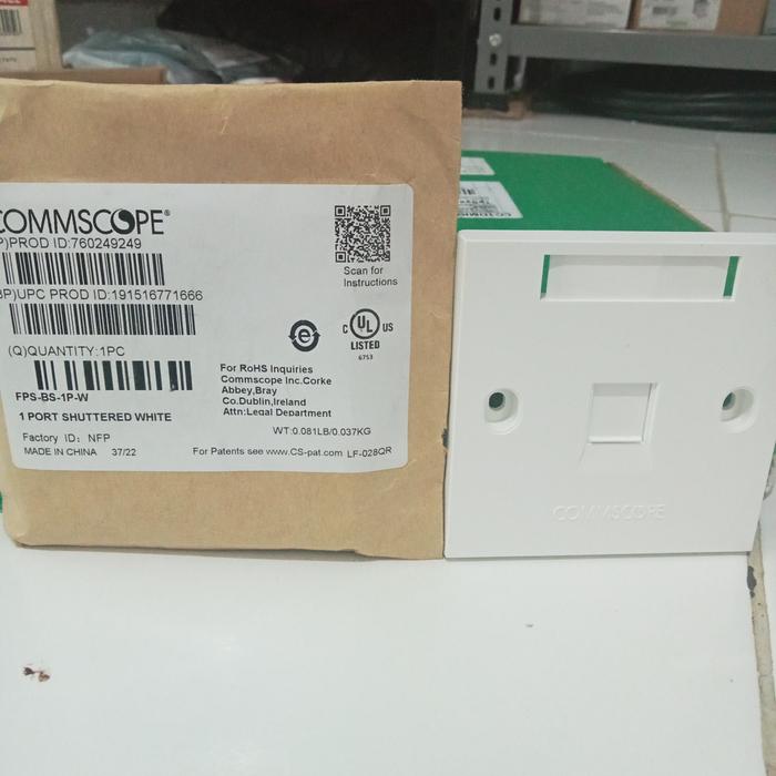 Jual AMP Commscope faceplate 1 port shuttered white FPS-BS-1P-W ...