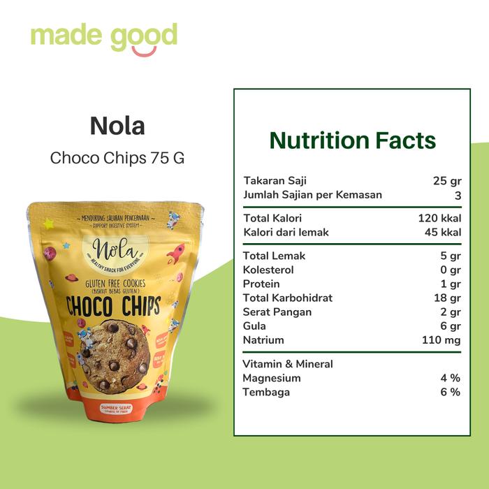 Jual Nola Gluten Free Cookies Sehat, Enak dan Crunchy 75 gram - Choco ...