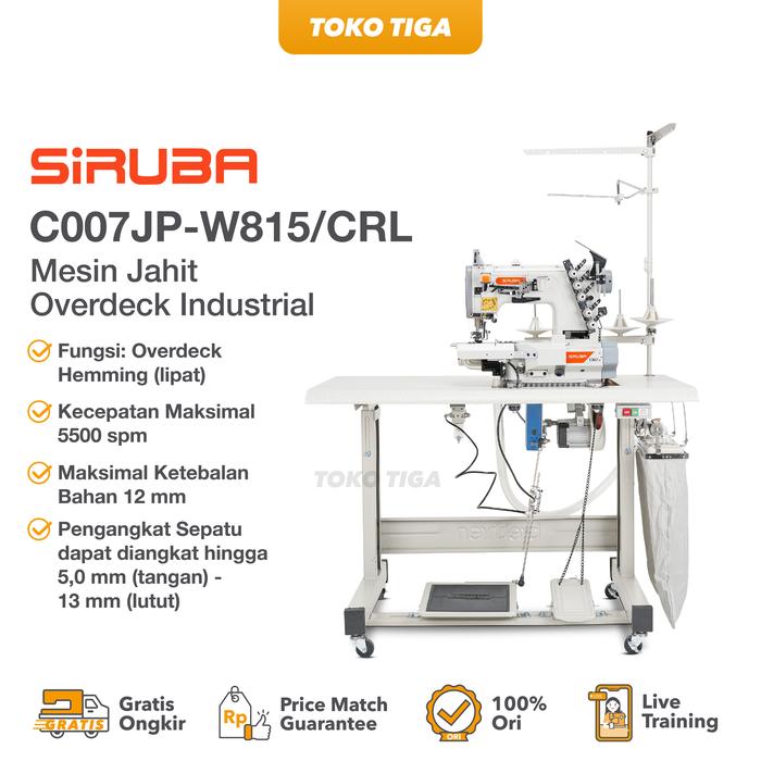 Jual Mesin Jahit Overdeck Cylinder Otomatis Potong SIRUBA C007JP - W815 ...