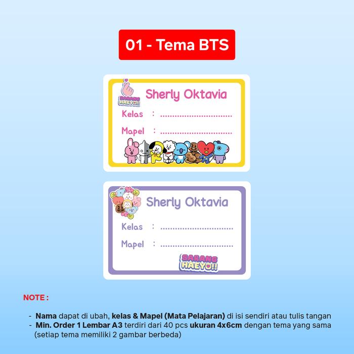 Jual Stiker Nama Buku / Stiker Label Buku Pelajaran Sekolah Anak - 01 ...