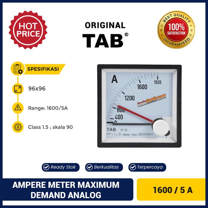 Jual Ampere Meter Maximum Demand Analog AC 1600 / 5 A 96 x 96 TAB ...
