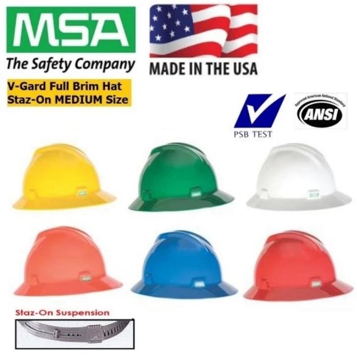 Jual HELM MSA FULL BRIM V GARD USA ORIGINAL / SAFETY HELMET PROYEK ...