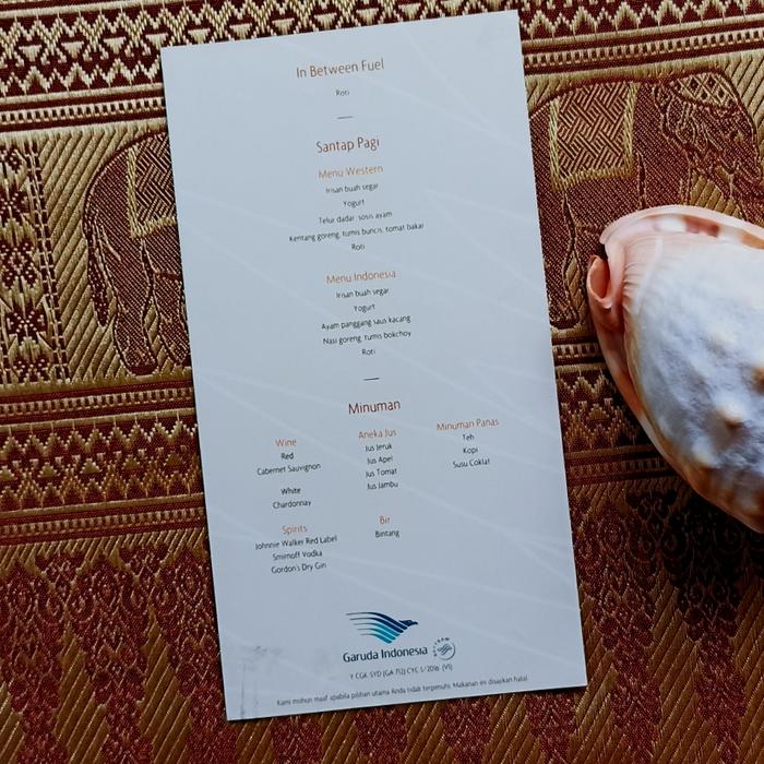 Jual Kartu menu Garuda Indonesia long haul flight breakfast menu 2016 ...