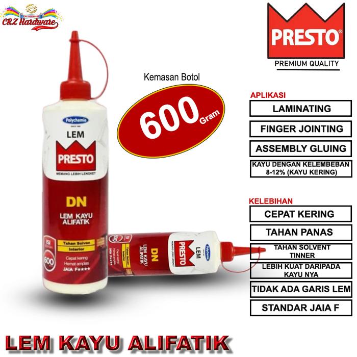 Jual LEM PRESTO DN 600 GRAM LEM PUTIH KAYU TRIPLEK MULTIPLEK MEBEL ...