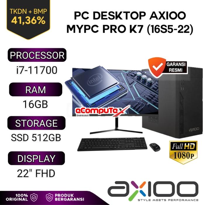 Jual PC DESKTOP AXIOO MYPC PRO K7 (16S5-22) i7 / 16GB / 512GB TKDN ...