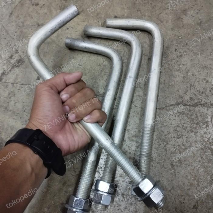 Jual Angkur L Besi Beton [ M20 x 30cm ] Komplit 2ring Putih Galvanis ...