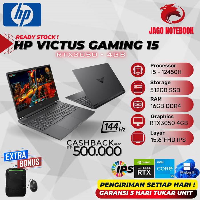 Promo HP Victus Gaming 15 I5 12450H RTX3050 4GB/ 16GB 512GB W11 15.6FHD ...