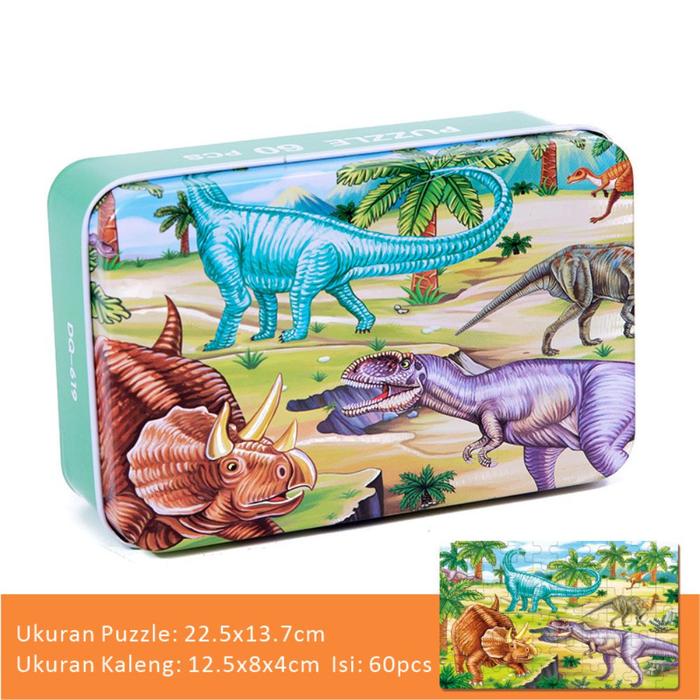 Promo [MK202] Mainan Edukasi Anak Puzzle Kayu 60pcs Kotak Besi / jigsaw ...